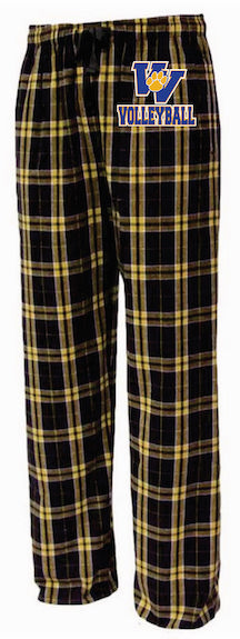 Black & Gold Men’s & Youth Plaid Flannel Pants with Logo – VVVB ...